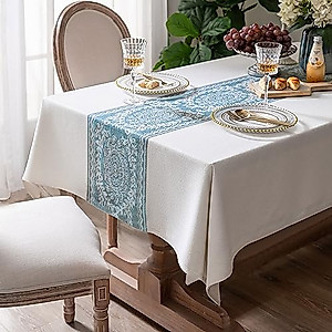 IVAPUPU Rectangle Tablecloth 60x104 inch Table Cloth Linen Wrinkle Free Tablecloths Kitchen Dining Table Cover Tables Farmhouse Holiday Camping