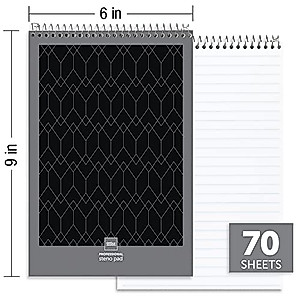 Office Depot Professional Steno Book, 6in. x 9in., Gregg Ruled, 140 Pages (70 Sheets), Black/Gray, Pack Of 4, 99523