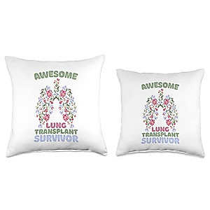 Organ Transplant Gifts for Men & Women Awesome Lung Transplant Survivor Throw Pillow, 18x18, Multicolor