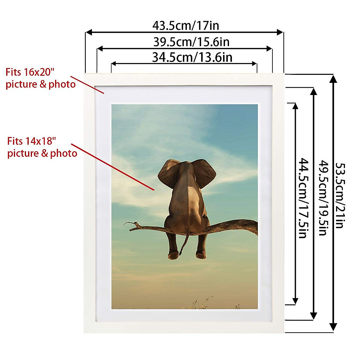 IOOSTAR 16x20 Diamond Painting Picture Frame ， Display Pictures 14 x 18 inch/35x45 cm with Mat or 16 x 20 inch/40x50 cm Without Mat ， Diamond Art Frame Wood White (YNCK0052)