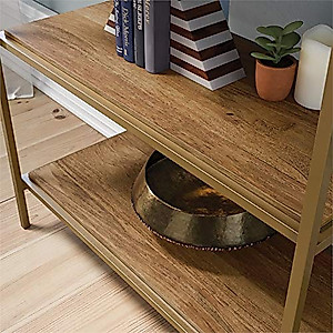 Sauder International Lux Sindoori Mango 5-Shelf Metal Frame Bookcase, Sindoori Mango Finish