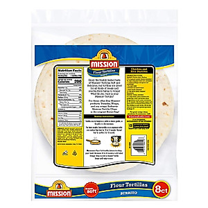 Mission Burrito Flour Tortillas, Trans Fat Free, Authentic, Large Size, 8 Count - 2 Packs