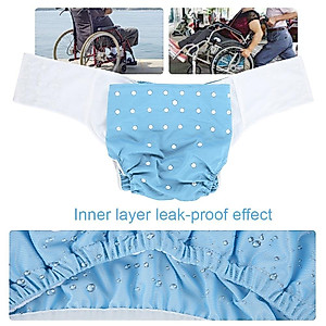 Washable Adult Pocket Nappy Cover Close-Fitting Adjustable Reusable Diaper Cloth for Incontinence Care Protective Underwear, Suitable for Men Women Teen(Light Blue)