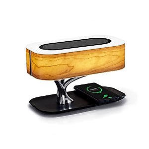 AMPULLA Masdio by Ampulla Bedside Lamp with Bluetooth Speaker and Wireless Charger, Table Lamp Desk Lamp with Sleep Mode Stepless Dimming