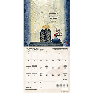 Thich Nhat Hanh 2023 Wall Calendar | Meditational Art by Nicholas Kirsten-Honshin | 12" x 24" Open | Amber Lotus Publishing