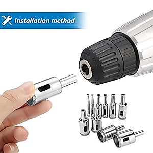 Diamond Drill Bit Set,10 Pieces Diamond Hole Saw, Glass Hole Saw for Tiles Glass, Ceramic, Porcelain, Marble, Bottles, DIY,6mm - 30mm
