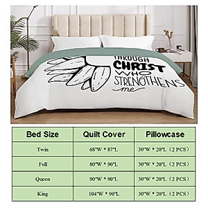 Bible Daisy Bible Verse Bedding Set Set for Women Men,Full 90x80In Religious Decor Christian Duvet Cover Set Scripture Comforter Cover Set 3 Pieces Inspirational Quilt Set for Dorm Bedroom
