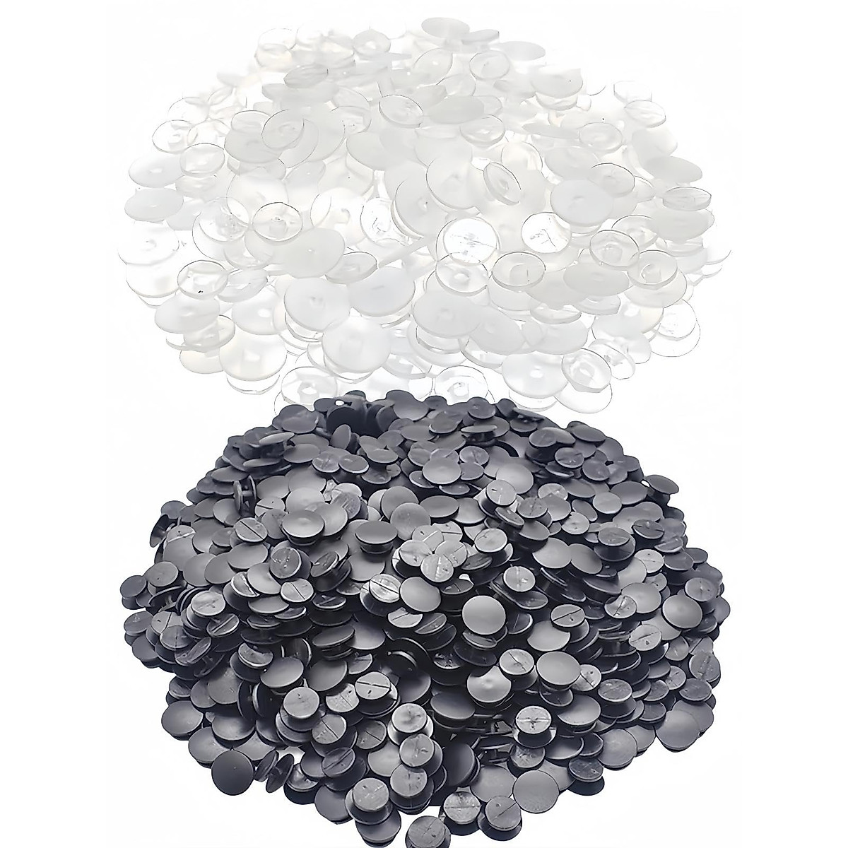 JIANYI Buckle Plastic Button, 100PCS Shoe Charm Buttons Round Buttons DIY Shoes Charm Accessories for Kids, Wristband Charm Backs (Black & Transparent)