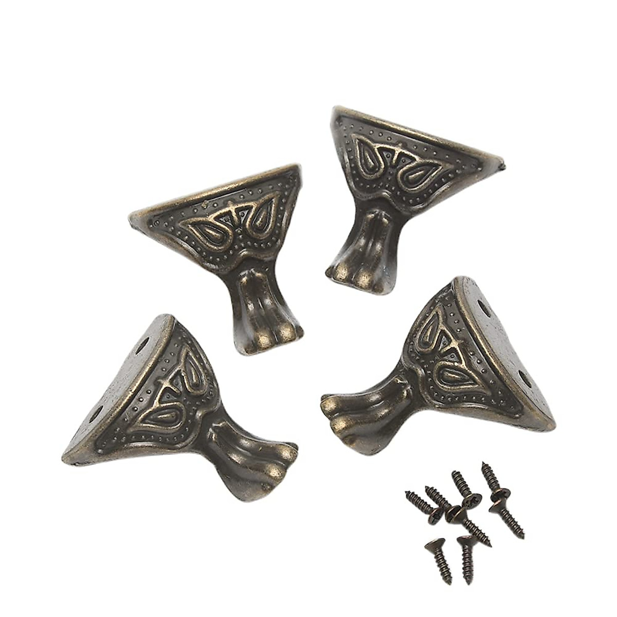4Pcs Antique Brass Box Legs Feet Corner Protector Zinc Alloy Gift Box Jewelry Wood Case Decorative Feet Leg Metal Corner Protector Furniture Fittings