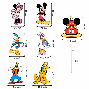 Mickey Birthday Party Supplies, 7PCS Yard Signs with Stakes, Outdoor Lawn Party Decor, Mouse Party Decorations, Yard Signs for Minnie Theme Birthday Party