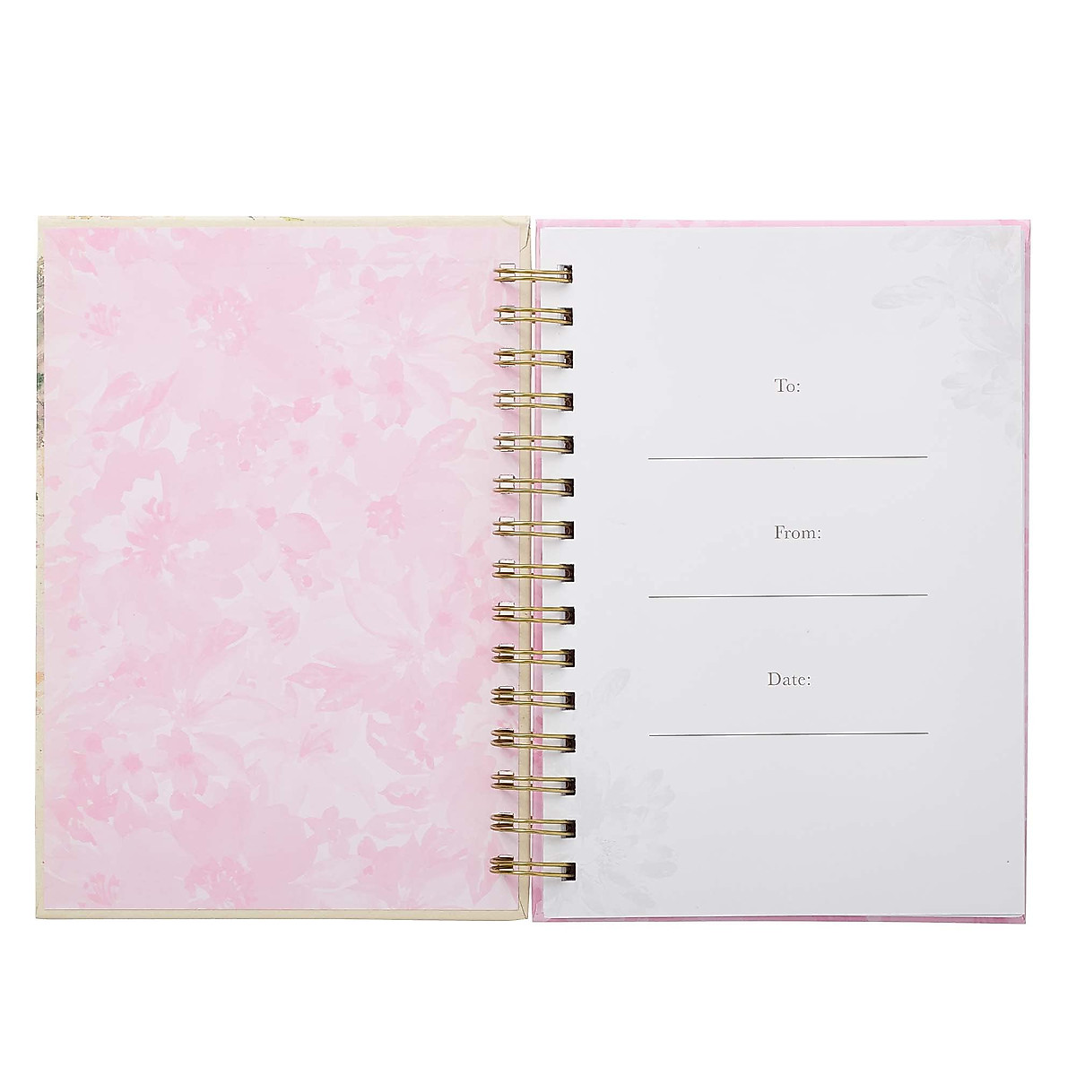 Large Hardcover Journal, Be Still and Know – Psalm 46:10, Pink & Red Daisy Inspirational Wire Bound Spiral Notebook w/192 Lined Pages, 6” x 8.25”