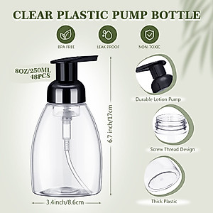 Nuenen 48 Pieces Foaming Soap Dispensers 8 oz Foaming Pump Bottle Plastic Hand Soap Dispenser with Pumps Empty Refillable Press Containers for Liquid Shampoo Bathroom Kitchen(White, Black)