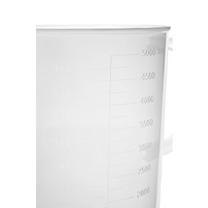 EISCO Measuring Jug, 5000mL (5 Liter) - Short Form - Polypropylene Plastic - Molded Graduations - Chemical Resistant, Autoclavable - Handle for Convenient Lifting - Pitcher, Large Measuring Cup