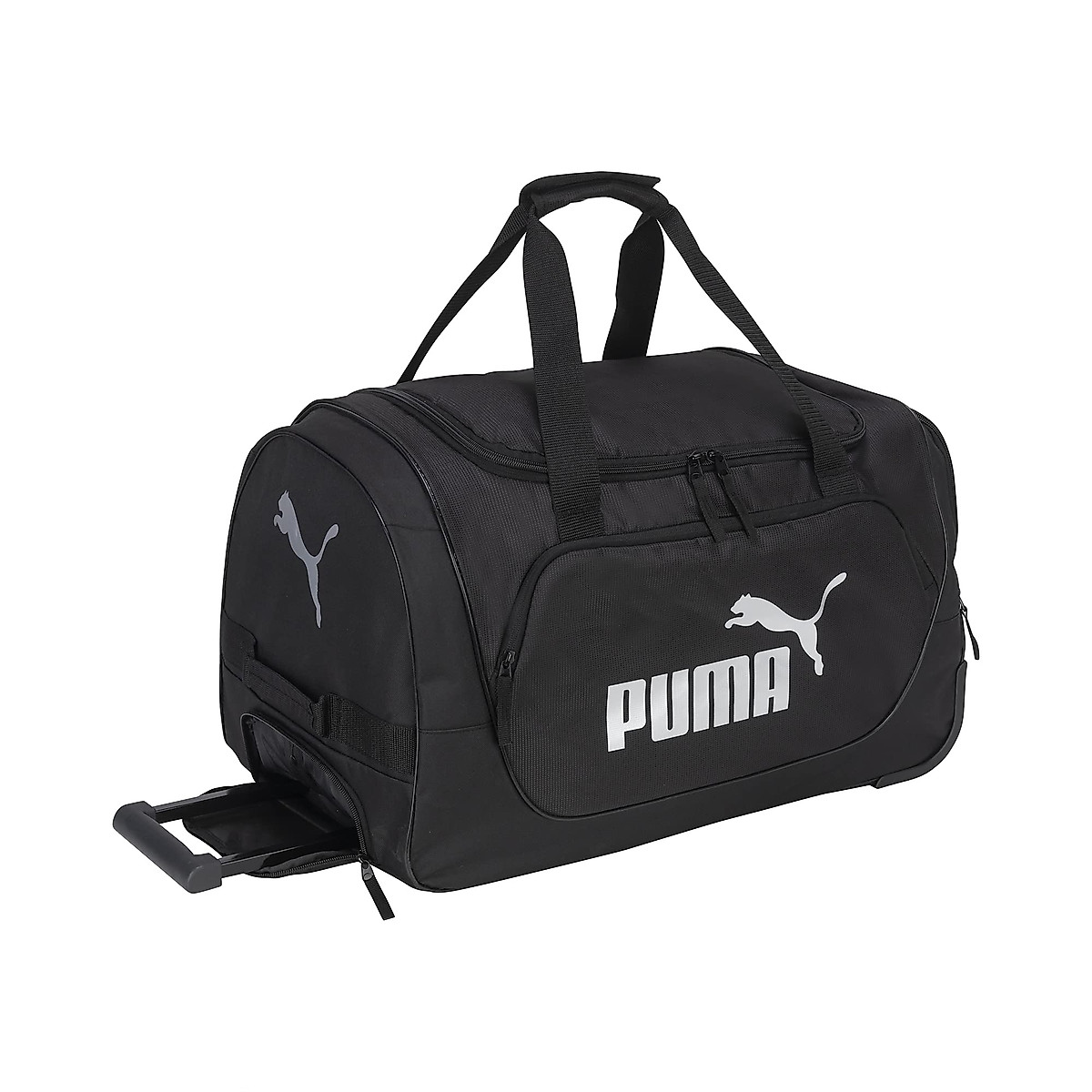 PUMA Evercat 22" Wanderer Rolling Duffel Bag, Black/Silver, One Size