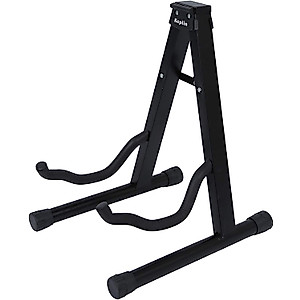 KEPLIN Foldable Guitar Stand A Frame - Universal Floor Stand for all Guitars, Acoustic, Electric and Base, Portable and Great for Travel, Black