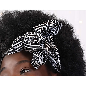 Glow By Daye Charmeuse Satin Prefolded Head Scarf, Double Layered Satin Bandana for Women, Large (Zola Print (Black and White))