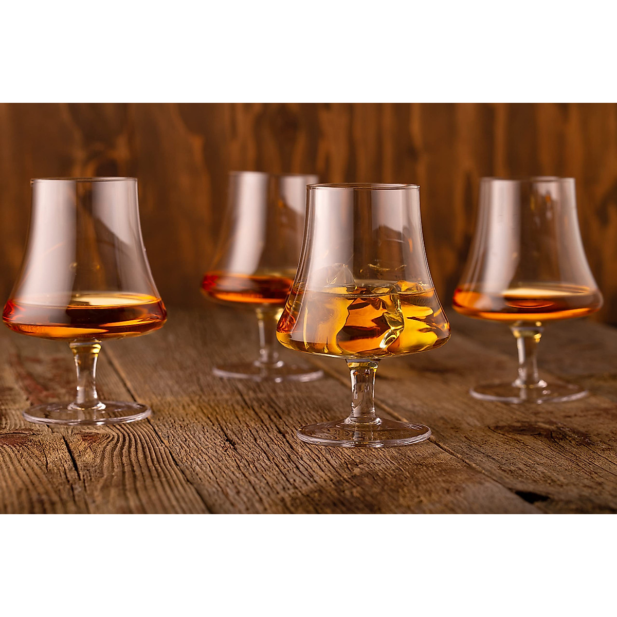 LUXBE - Bourbon Whiskey Brandy Crystal Glasses Goblet Snifter, Set of 4 - Handcrafted LeadFree Glass - Great for Spirits Drinks - Scotch Cognac - 8.5oz - 250ml