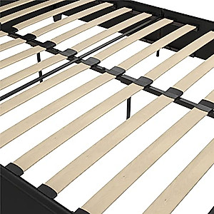 DHP Dakota Upholstered Platform Bed with Diamond Button Tufted Headboard and Footboard, No Box Spring Needed, Queen, Black Faux Leather