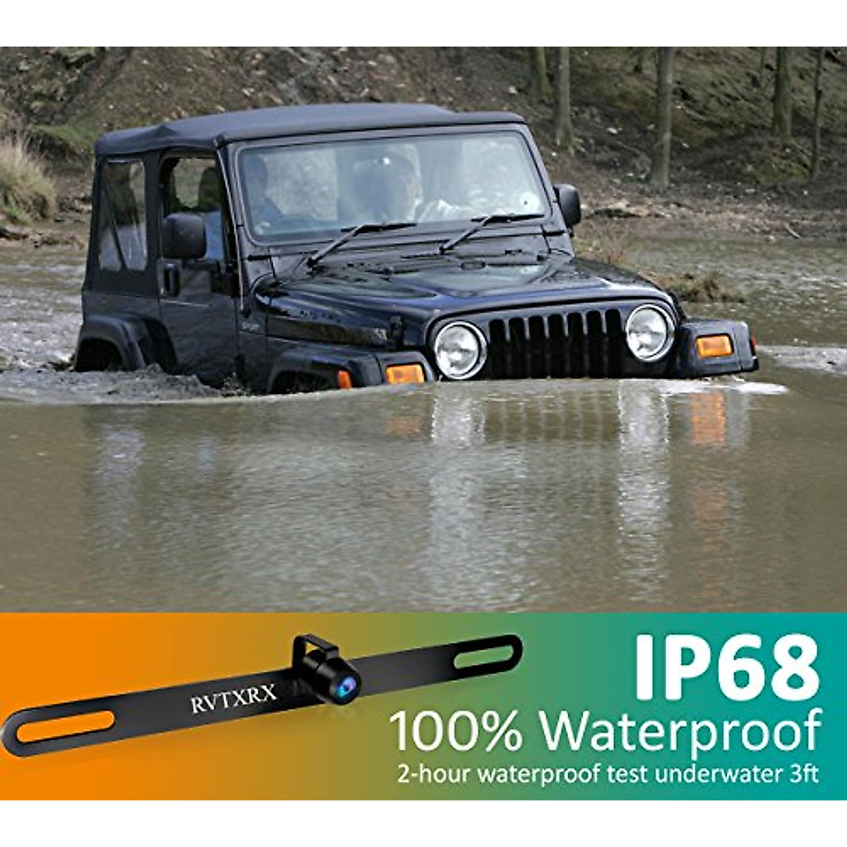 Backup Camera with 170 Degree Wide Viewing Angle, IP68 Waterproof, High Definition License Plate for Mini car, Van,Pickup,SUV etc.