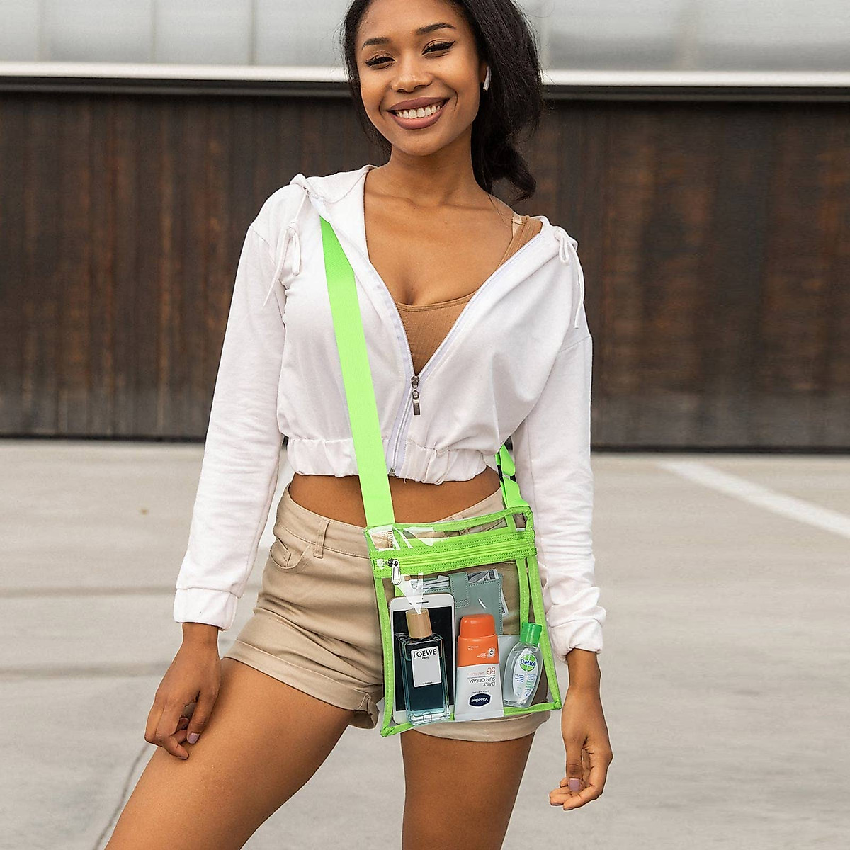 Lorbro Clear Purse Stadium Approved, Clear Crossbody Purse, Clear Bag with Inner Pocket and Adjustable Strap for Concerts, Sports Event