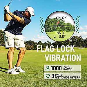 REVASRI Golf Rangefinder with Magnet, Slope Switch for Tournament Legal, Flagpole Lock and Vibration, 1000 Yards Rechargeable Range Finder for Golfing