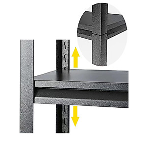 Boncun 5 Tier Utility Shelves Metal Storage Shelves Garage Shelving Unit Adjustable Garage Storage Shelves Storage Racks Heavy Duty Shed Shelving (Black, 5 Tier)