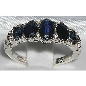 LetsBuyGold 14k White Gold Natural Sapphire Womens Anniversary Ring - Size 4.25