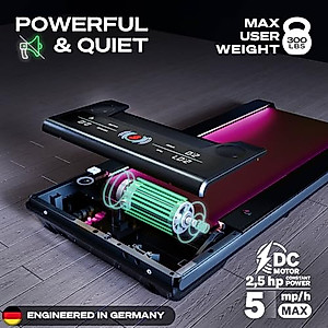 Sportstech Walking Pad Treadmill, Ultra Slim Portable Treadmill, Under Desk for Home & Office with Remote Control, Heart Rate LED Pulse, Fitness Live Workout App, 300 lbs Capacity, No Installation