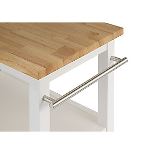 TRINITY 30-Inch Wood Kitchen Coffee Cart with Wheels, Two Shelves, and Rubberwood Work Surface for Kitchen Storage and Food Preparation, 30” W x 18” D x 35” H