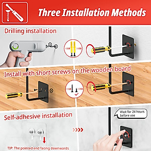 2 Pack Hat Racks for Baseball Caps Wall, Extended 8.07" Hat Organizer for Baseball Caps, Hat Storage for Baseball Caps, Hat Hooks Hat Hanger Strong Adhesive/Wall Drilled for Door, Closet(Black)