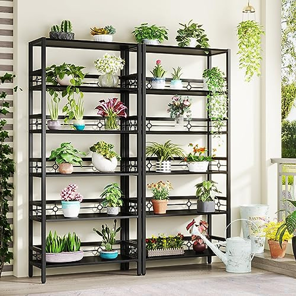Tribesigns 71" Tall Bookshelf, Modern 6-Tier Etagere Bookcase, Freestanding Open Book Shelves, Wood and Metal Storage Display Rack, Unique Shelving Unit for Home Office, Living Room, Black