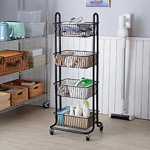 4 Tier Basket Shelf with Wheels