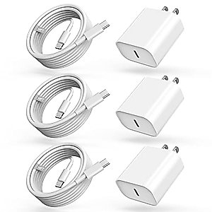Lazerbuilt 10 FT iPhone 14 13 Charger Fast Charging, 3 Pack PD 20W USB C Fast Wall Charger Block with 3 Pack 10FT Long Type C to Lightning Cable Compatible for iPhone 14 13 12 11 Pro Max XS XR X 8