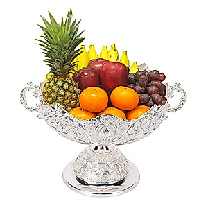 TOTITOM European Fruit Plate Tray Trinket Dish Snack Tray Zinc Alloy Bowl Ornaments with Retro Design for Candy Storage Food Serving Tray Apply to Kitchen/Dining Room/Outdoors Party