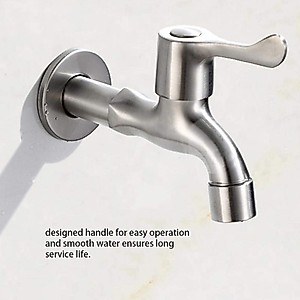 Fdit Practical Household G1/2in Stainless Steel Water Faucet Washing Machine Sink Basin Single Cold Faucet Water Tap Bathroom