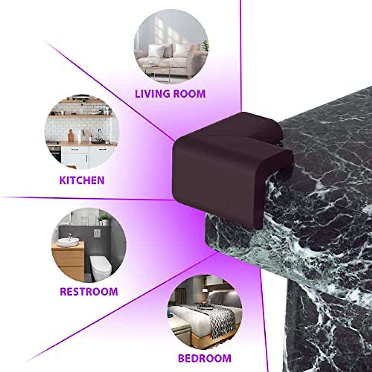 Kxtffeect 10Pcs Extra Thick Premium High Density Furniture Table Edge & Corner Guard Baby Proofing Bumper Protector - Jumbo Size Value Pack (Brown)