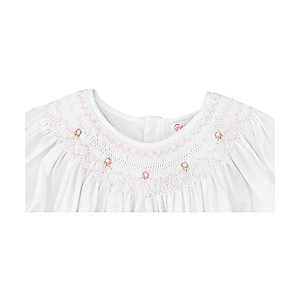 Petit Ami Baby Girls Daygown with Heart Smocking and Pearls (White, 24 Month)