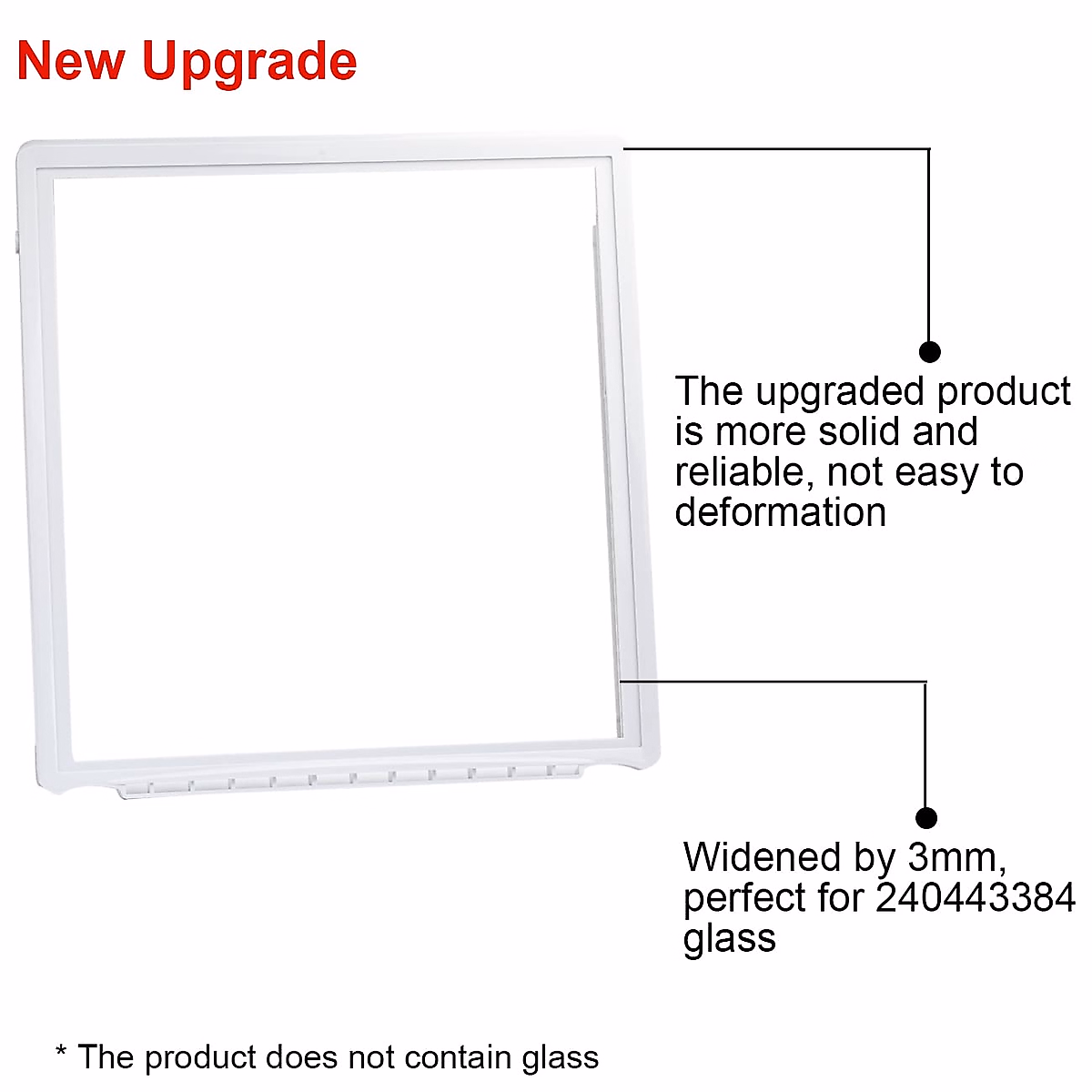 New Upgrade 241969501 Refrigerator Shelf Frame (Without Glass) Crisper Pan Cover For Frigidaire (Electrolux) Refrigerator,Delicatessen Drawer Cover -AP4433007, 1512992, AH2363832, EA2363832, PS2363832