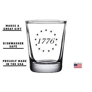 Rogue River Tactical Betsy Ross 1776 USA Flag Tattered Shot Glass Gift For Military Veteran or Patriotic American
