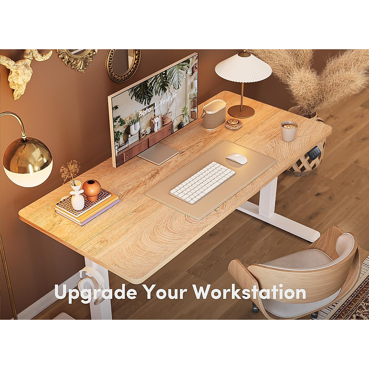 FEZIBO Electric Standing Desk, 48 x 24 Inches Height Adjustable Stand up Desk, Sit Stand Home Office Desk, Computer Desk, Maple