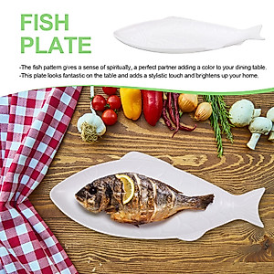 DOITOOL White Ceramic Fish Plate Unique Design Fish Serving Platter Dish, Fish Shape Platter for Fish, Sushi, Fruit or Cheese for Kitchen Restaurant Tableware ( White ) Serving Platter