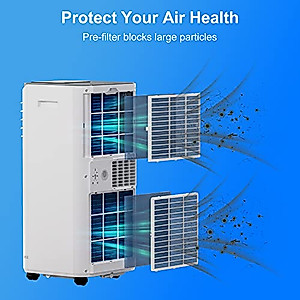 Wiytamo 10,000 BTU Portable Air Conditioners for Room Up to 450 Sq.Ft, 4-in-1 Portable AC Unit, Heater, Dehumidifier & Fan with Remote Control, Self Evaporation System, LED Display
