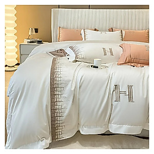 NAssui Luxury Bedding Set 1000TC Egyptian Cotton Duvet Cover Set Embroidery Bed Cover Set King Size Quilt Cover Set bedsheet Pillowcase, Luxury Bed in a Bag