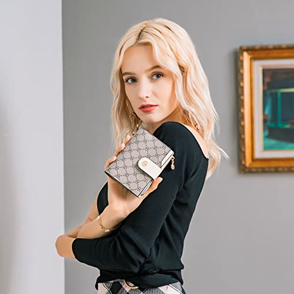 GOLF SUPAGS Wallets for Women PVC Leather Small Bifold Zipper Pocket Coin Purse Large Capacity Multi Card Organizer