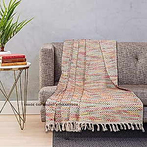 COTTON QUILT Indian Hand Loomed Mud Cloth Blanket Handmade Throws and Blankets Ethnic Cotton Textile, Indian Cotton Throw