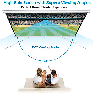 ZENY Projector Screen Pull Down 80 Inch 16:9 HD Projection Screen Folding Home Theater Portable Indoor Outdoor Movie Screen