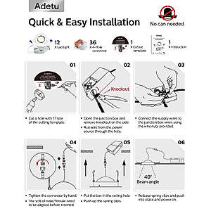Adetu 4 Inch Gimbal Led Recessed Lights, 360°+90° Adjustable Directional Recessed Lighting, 2700K/3000K/3500K/4000K/5000K Dimmable Retrofit Eyeball Can Lights with Jbox, ETL(White, 6 Pack)