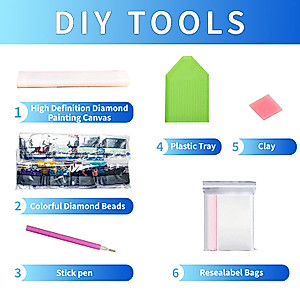 DIY 5D Diamond Painting by Number Kits for Adults and Kids, 16"X12" WINI The Poh Round Full Drill Crystal Rhinestone Embroidery Cross Stitch Arts Craft Canvas for Home Wall Decor