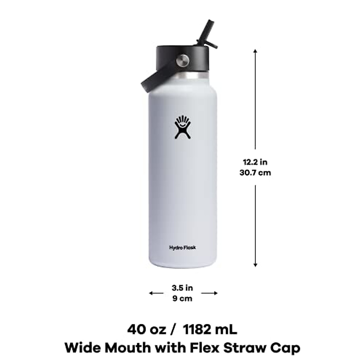 Hydro Flask 40 OZ WIDE FLEX STRAW CAP BLACK