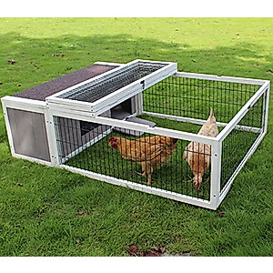 Tortoise House Habitat Wooden Small Animal Hutch Enclosure Indoor/Outdoor (49 * 36 * 14(L*W*H), Grey + White Trim)